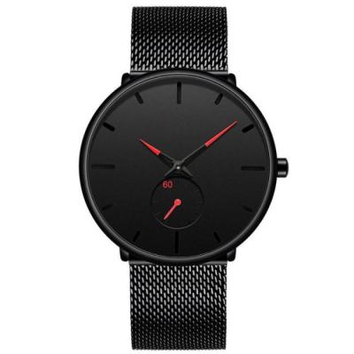 China Mens 3atm Analogue Wrist Watch 40mm Quartz Black Minimalist Watch Stainless Steel for sale