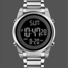 China 220mm Silvertone 3BAR Stainless Steel Digital Watch Waterproof Digital for sale