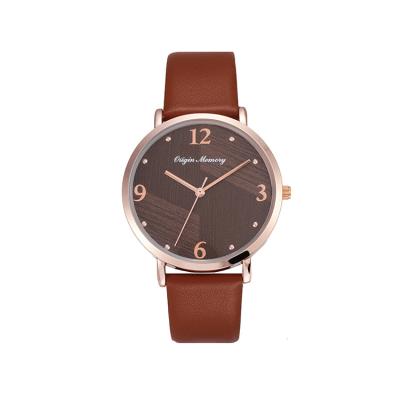China 30m Waterproof 36mm Ladies Quartz Watch Leather Strap Three Dimensional Pattern for sale