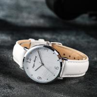 China 30m Waterproof 36mm Ladies Quartz Watch Leather Strap Three Dimensional Pattern for sale
