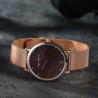 China 30m Waterproof 36mm Ladies Quartz Watch Leather Strap Three Dimensional Pattern for sale