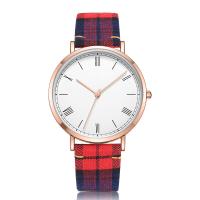 China 36mm Ultra Thin Ladies Plaid Strap Simple Quartz Watch 30m Water Resistant for sale