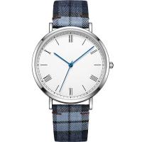 China 36mm Ultra Thin Ladies Plaid Strap Simple Quartz Watch 30m Water Resistant for sale