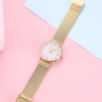 China Gold Stainless Steel Mesh Strap Ladies Quartz Watch Large Dial Simple 36mm for sale