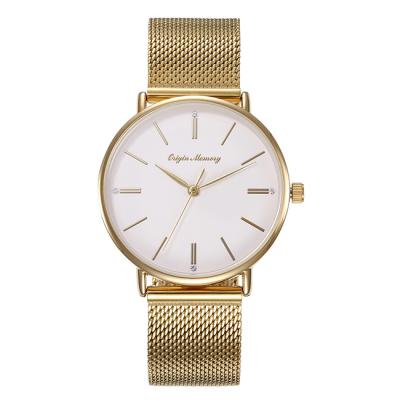 China Gold Stainless Steel Mesh Strap Ladies Quartz Watch Large Dial Simple 36mm for sale