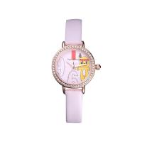 China 27mm Children Women Pink Sali Waterproof Kids Watch 3ATM Leather Cartoon Custom for sale