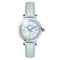 China Diamond Inlaid 32mm Leather Strap Watch Luxury Decorative Waterproof for sale