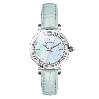 China Diamond Inlaid 32mm Leather Strap Watch Luxury Decorative Waterproof for sale
