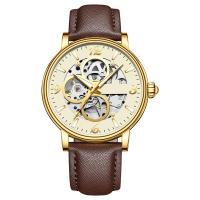 China Business 45mm Automatic Mechanical Watch OEM Men'S Waterproof Hollow Skin Strap for sale