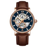 China Business 45mm Automatic Mechanical Watch OEM Men'S Waterproof Hollow Skin Strap for sale