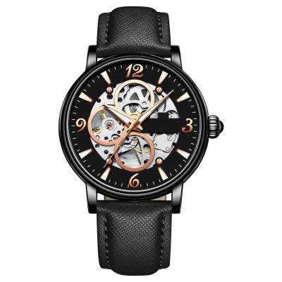 China Business 45mm Automatic Mechanical Watch OEM Men'S Waterproof Hollow Skin Strap for sale