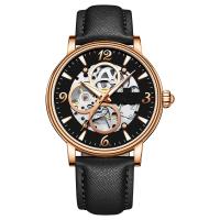 China Business 45mm Automatic Mechanical Watch OEM Men'S Waterproof Hollow Skin Strap for sale
