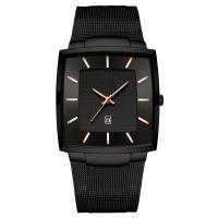 China 48mm Rectangular Ultra Thin Men'S Stainless Steel Strap Watch Quartz Movement for sale