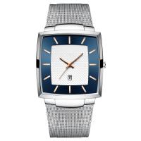 China 48mm Rectangular Ultra Thin Men'S Stainless Steel Strap Watch Quartz Movement for sale