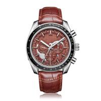 China 45mm Alloy Shell Mens Mechanical Watches Leather Strap Automatic Movement for sale