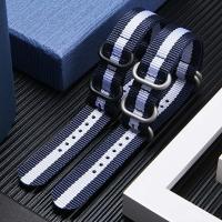China Waterproof Black 24mm Watch Band Strap ODM 22mm Watch Strap Nylon SS Buckle for sale