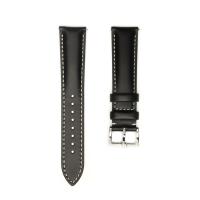 China RoHS Watch Band Strap Fashion Genuine 0.9 Inch Black Leather Watch Strap for sale