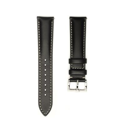 China RoHS Watch Band Strap Fashion Genuine 0.9 Inch Black Leather Watch Strap for sale