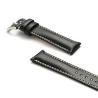 China RoHS Watch Band Strap Fashion Genuine 0.9 Inch Black Leather Watch Strap for sale