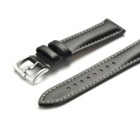 China RoHS Watch Band Strap Fashion Genuine 0.9 Inch Black Leather Watch Strap for sale