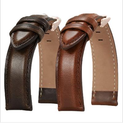 China Wax Oil 18mm Leather Watch Band Strap ODM Top Grain Leather Watch Strap for sale