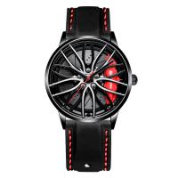 China Car Wheel Hub Leather Strap Wrist Watch For Men 3ATM 22cm for sale