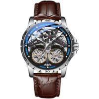 China 5BAR Stainless Steel Wrist Watch Oem 43mm Leather Strap Quartz Watch for sale