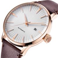 China 3atm Leather Strap Wrist Watch OEM 43mm Gents Quartz Watches Stainless Steel Case for sale