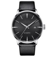 China 3atm Leather Strap Wrist Watch OEM 43mm Gents Quartz Watches Stainless Steel Case for sale