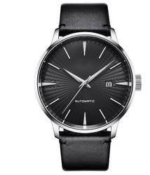 China 3atm Leather Strap Wrist Watch OEM 43mm Gents Quartz Watches Stainless Steel Case for sale