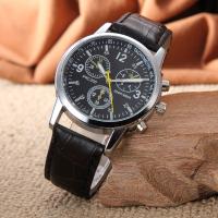 China Chronograph 3ATM Blue Leather Strap Watch 41mm Men'S Water Resistant for sale