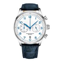 China 20mm 5atm Leather Strap Wrist Watch OEM Black Leather Wrist Watch for sale