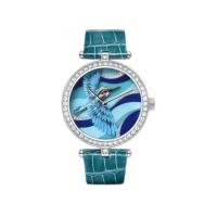 China Green 3D Dial Watch 36mm Stainless Steel Leather Strap Ladies for sale