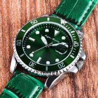 China 1.6 Inch Water Resistant Green Leather Watch 3ATM for sale