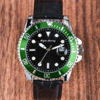 China 1.6 Inch Water Resistant Green Leather Watch 3ATM for sale