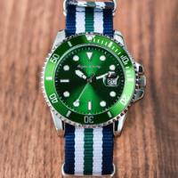 China 1.6 Inch Water Resistant Green Leather Watch 3ATM for sale