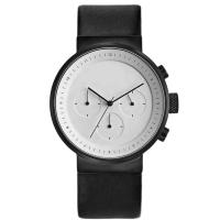 China ODM Leather Strap Wrist Watch 24cm Chronograph Black Leather Strap Watch for sale