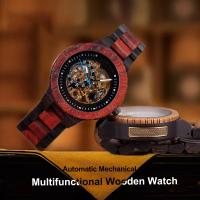 China Japanese 47.9mm Wooden Mechanical Watch 3BAR Luminous Swiss Wood for sale