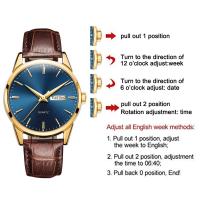 China Goldtone 39mm Unisex Wrist Watch 3BAR Mens Wrist Watch Brown Leather Strap for sale