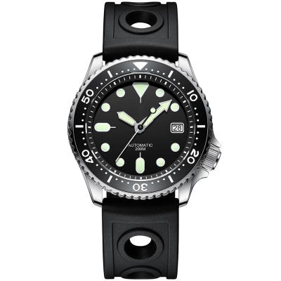 China Luminous 21mm Mens Rubber Strap Watches 3BAR Silicone Stainless Steel Back for sale