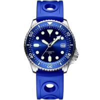 China Luminous 21mm Mens Rubber Strap Watches 3BAR Silicone Stainless Steel Back for sale