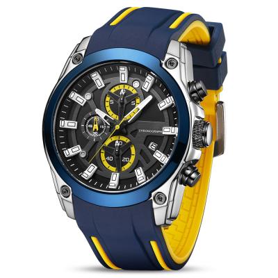 China ROHS Mens Quartz Silicone Strap Watches FCC Rubber Strap Chronograph for sale