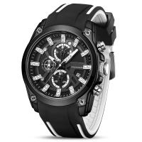 China ROHS Mens Quartz Silicone Strap Watches FCC Rubber Strap Chronograph for sale