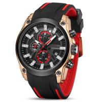 China ROHS Mens Quartz Silicone Strap Watches FCC Rubber Strap Chronograph for sale