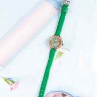 China Green 3ATM Ladies Wrist Watch Leather Strap for sale