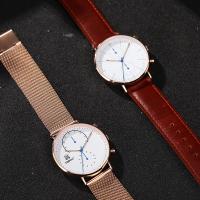 China Analog Quartz Couple Watches 3ATM Mesh Strap Leather Couple Watches for sale