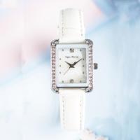 China Yellow Leather Strap Analog Dial Watch 24cm Diamond Rectangle Watch Womens 3ATM for sale