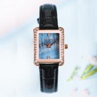 China Yellow Leather Strap Analog Dial Watch 24cm Diamond Rectangle Watch Womens 3ATM for sale