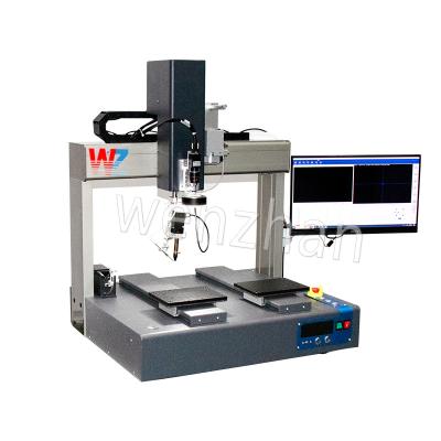 China Dual Head 5 Axis Desktop Robotic Iron Station Solder PCB Soldering Machine With Vision for sale