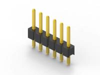China Single Row Male Pin Header Connector 6 Pin Black Plastic Body for sale